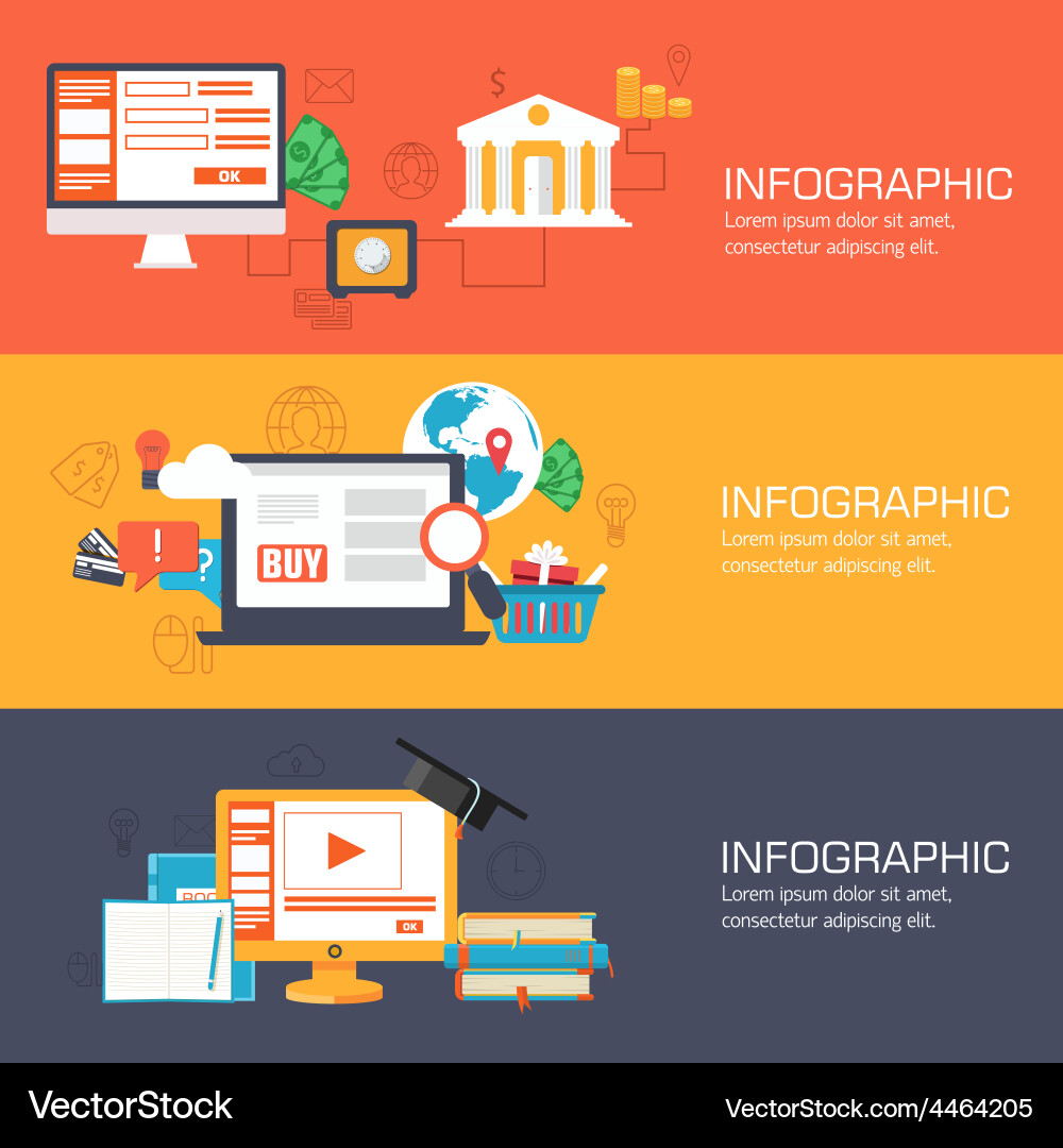 Set of web internet technology business online Vector Image