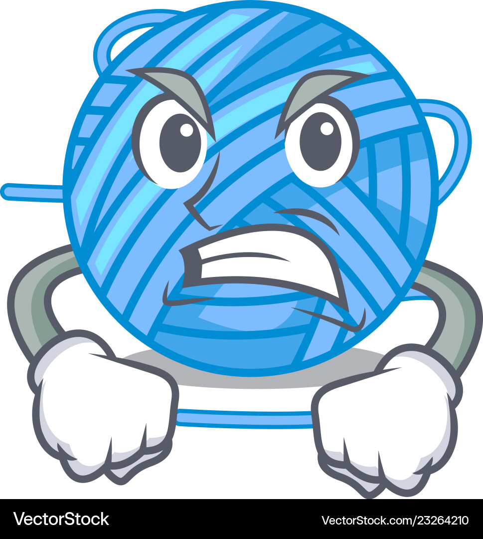 Angry ball yarn wool in needlework character Vector Image