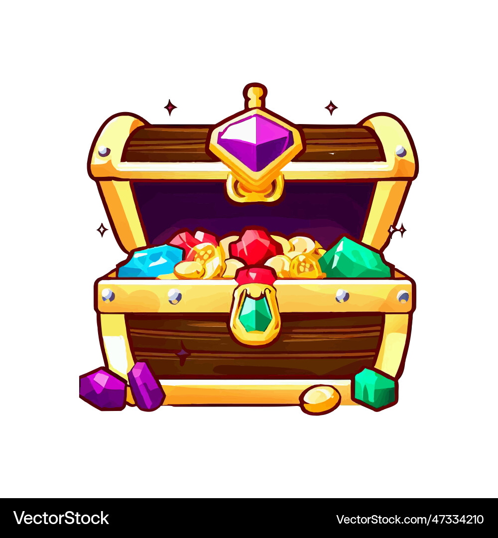 Big treasure chest isolated on white background Vector Image