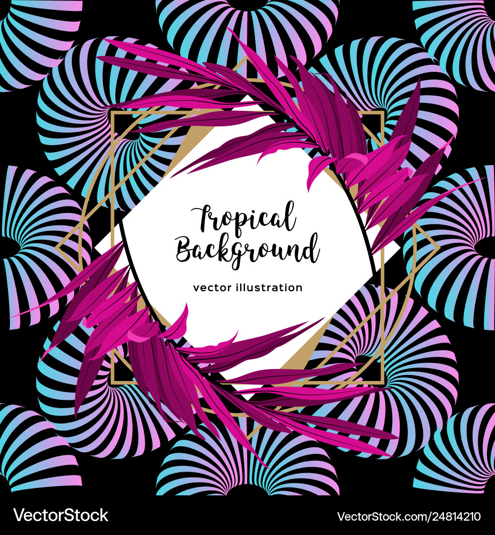 Creative tropical card palm leaves floral frame Vector Image