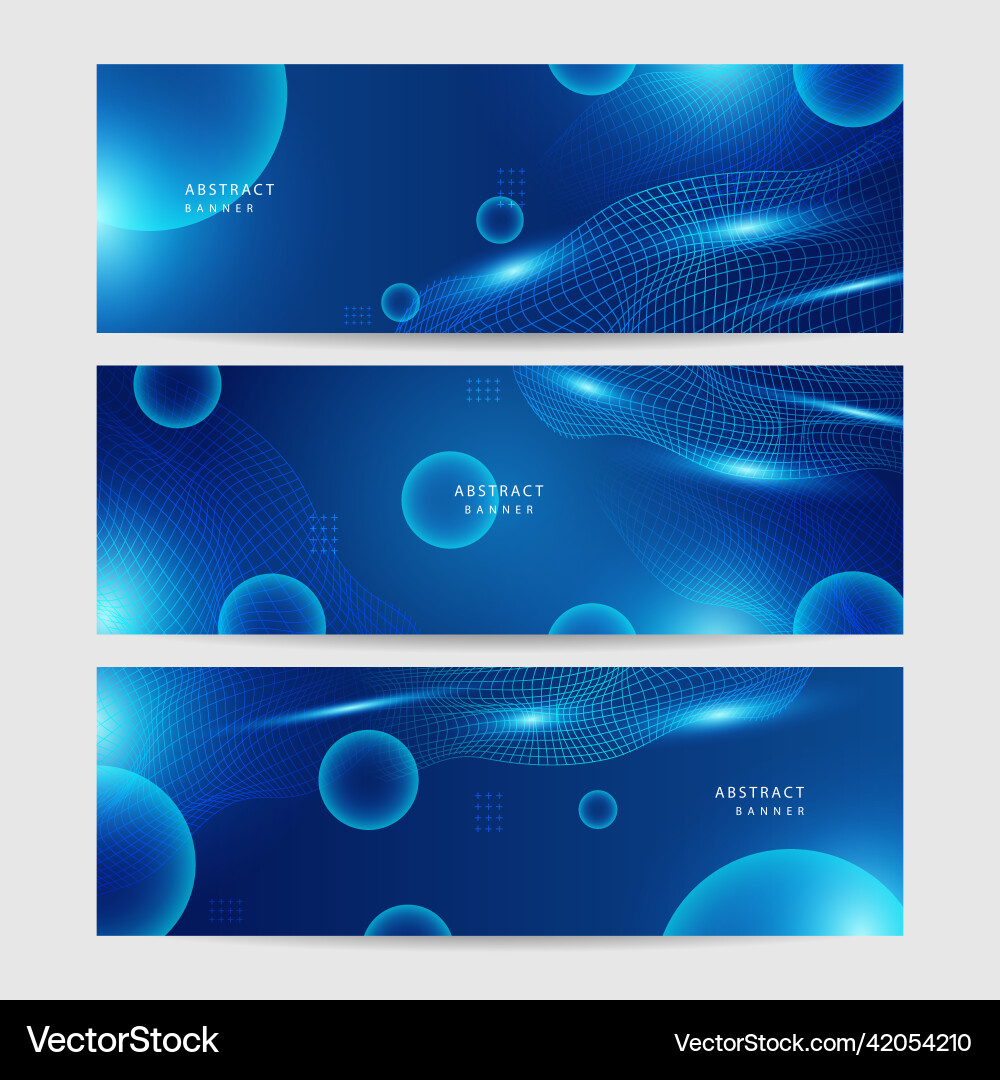 Digital circle style blue wide banner design Vector Image