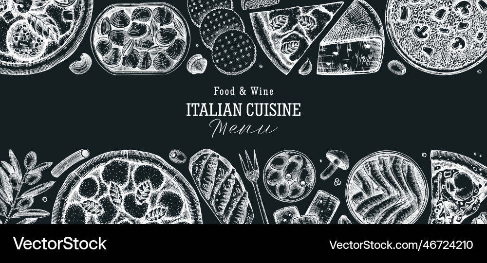 Hand drawn pizza pasta and risotto banner Vector Image