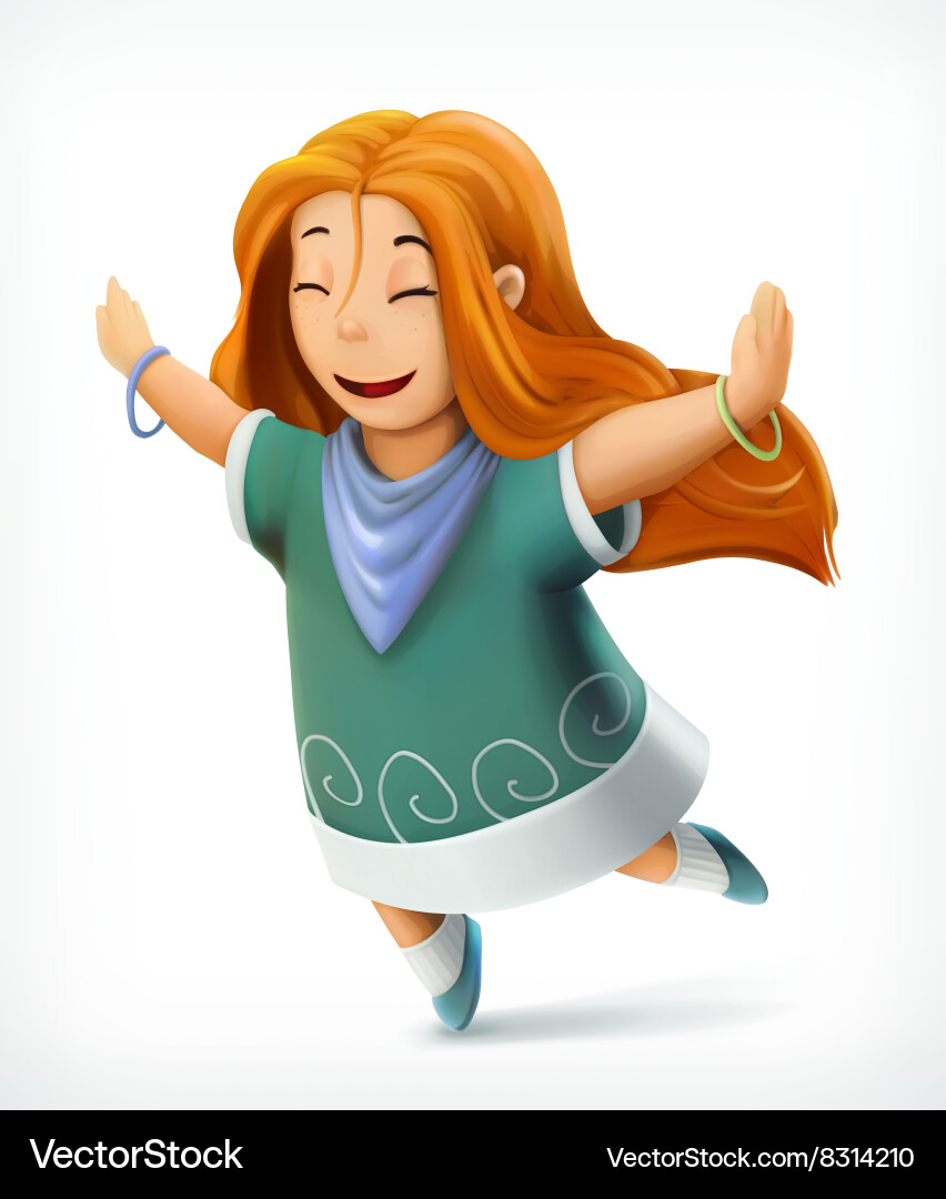 Happy girl dance with joy Royalty Free Vector Image