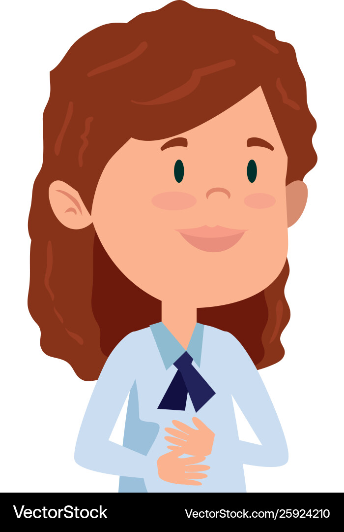 Happy student girl comic character Royalty Free Vector Image