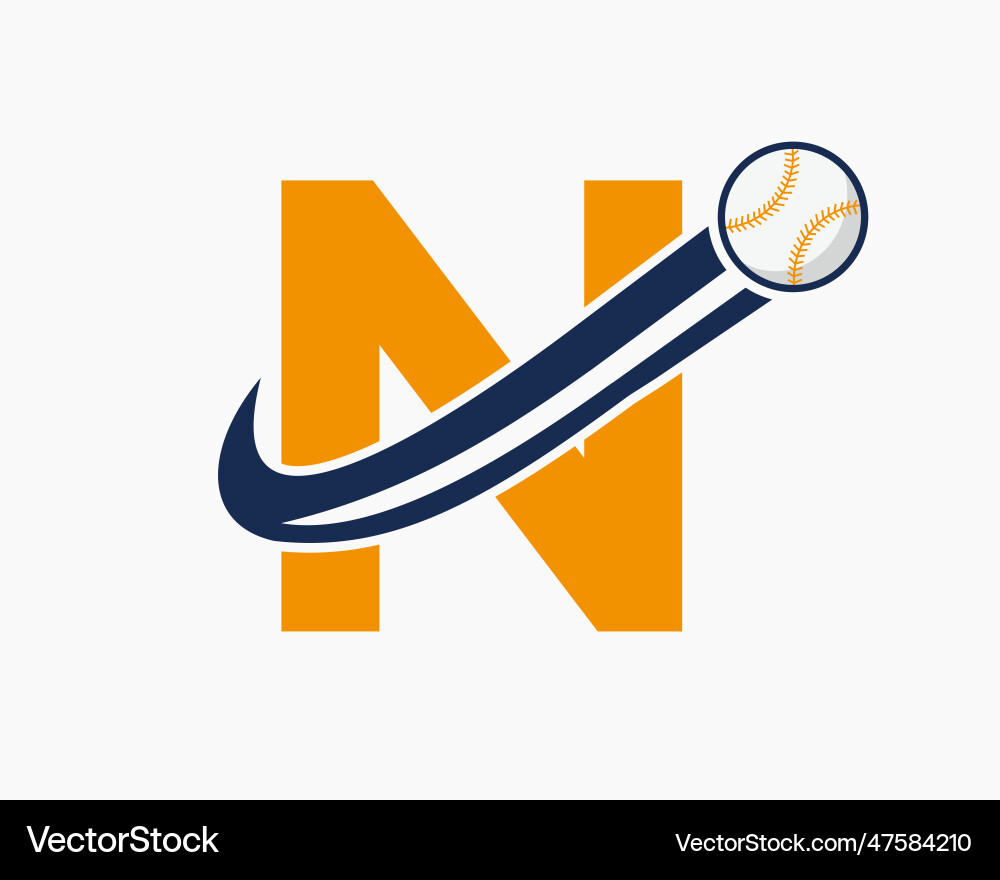 Initial letter n baseball logo concept Royalty Free Vector