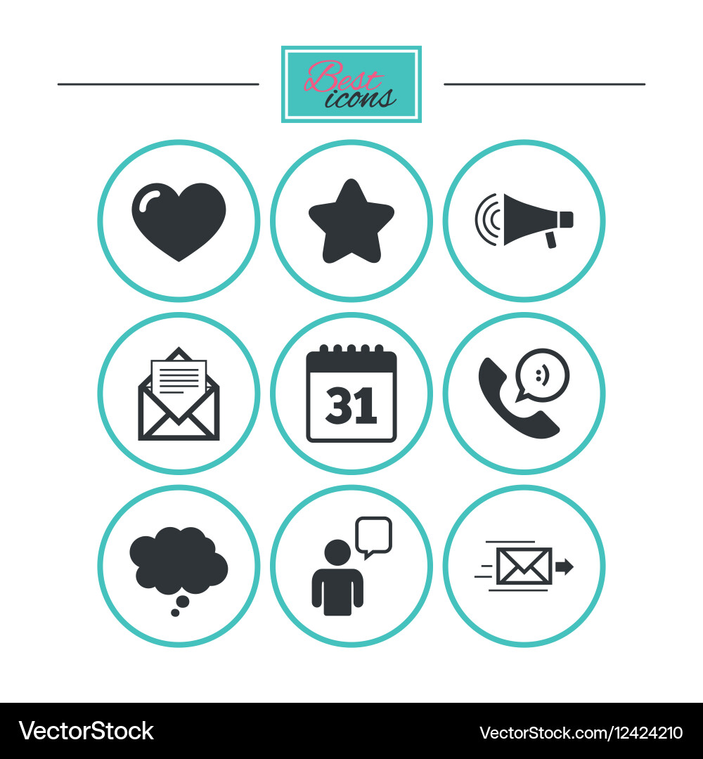 Mail contact icons communication signs Royalty Free Vector