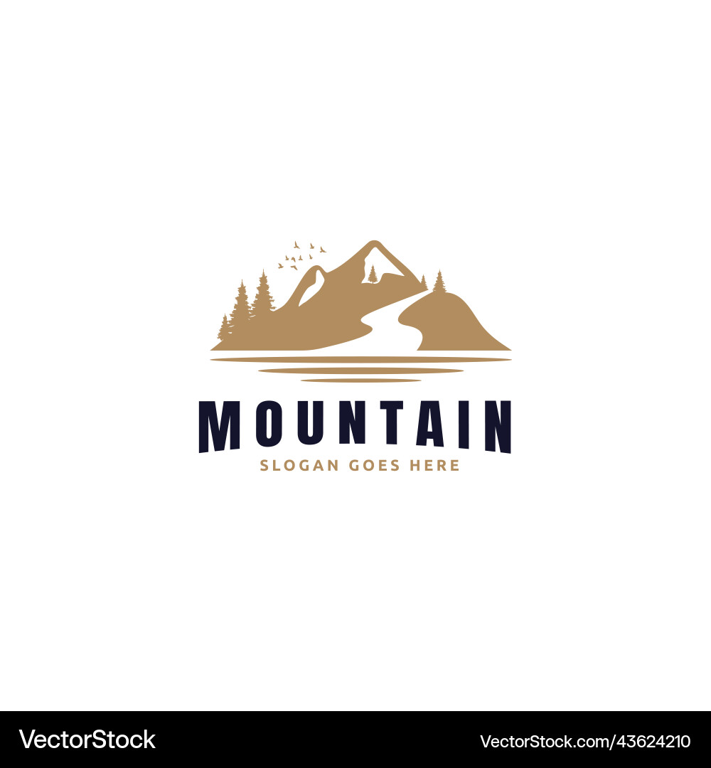 Minimalist landscape mountain logo design Vector Image