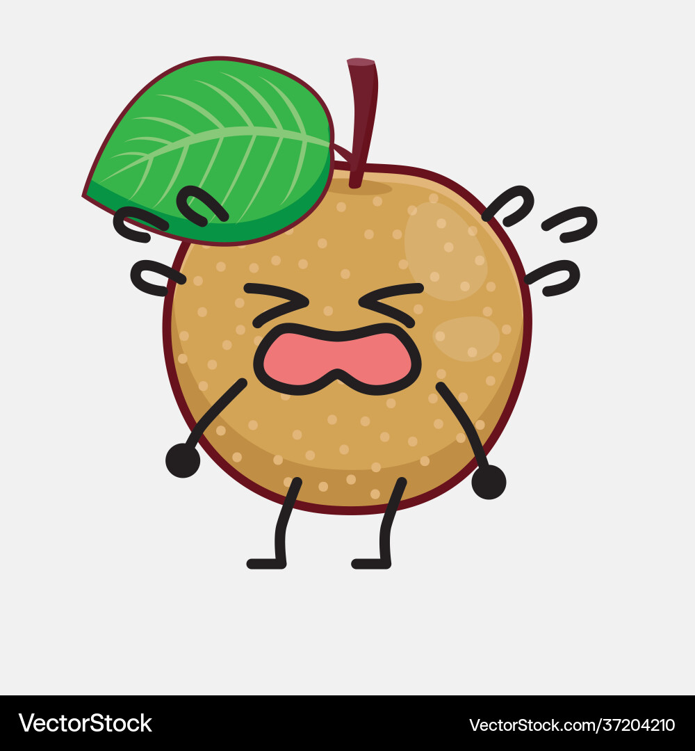 Nashie pear fruit cute character with simple face Vector Image