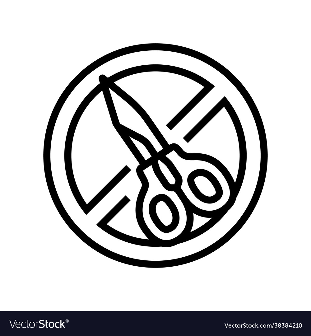 Scissor Use Prohibition Sign Line Icon Royalty Free Vector