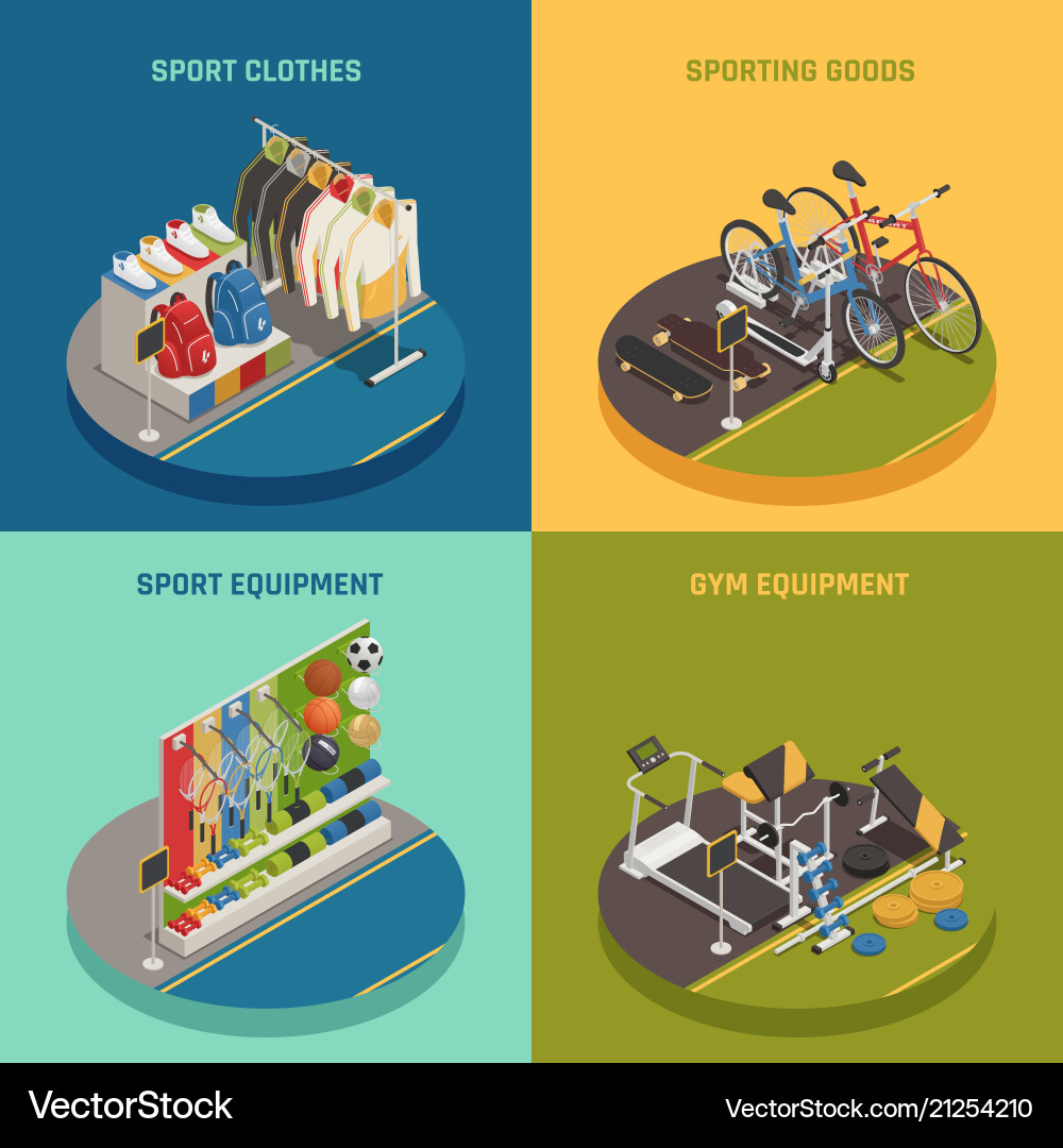 Sport shop isometric design concept Royalty Free Vector
