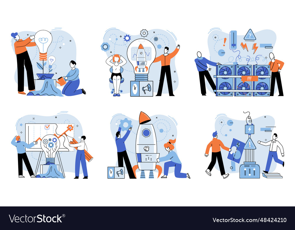 Team solving complex problems teamwork Royalty Free Vector