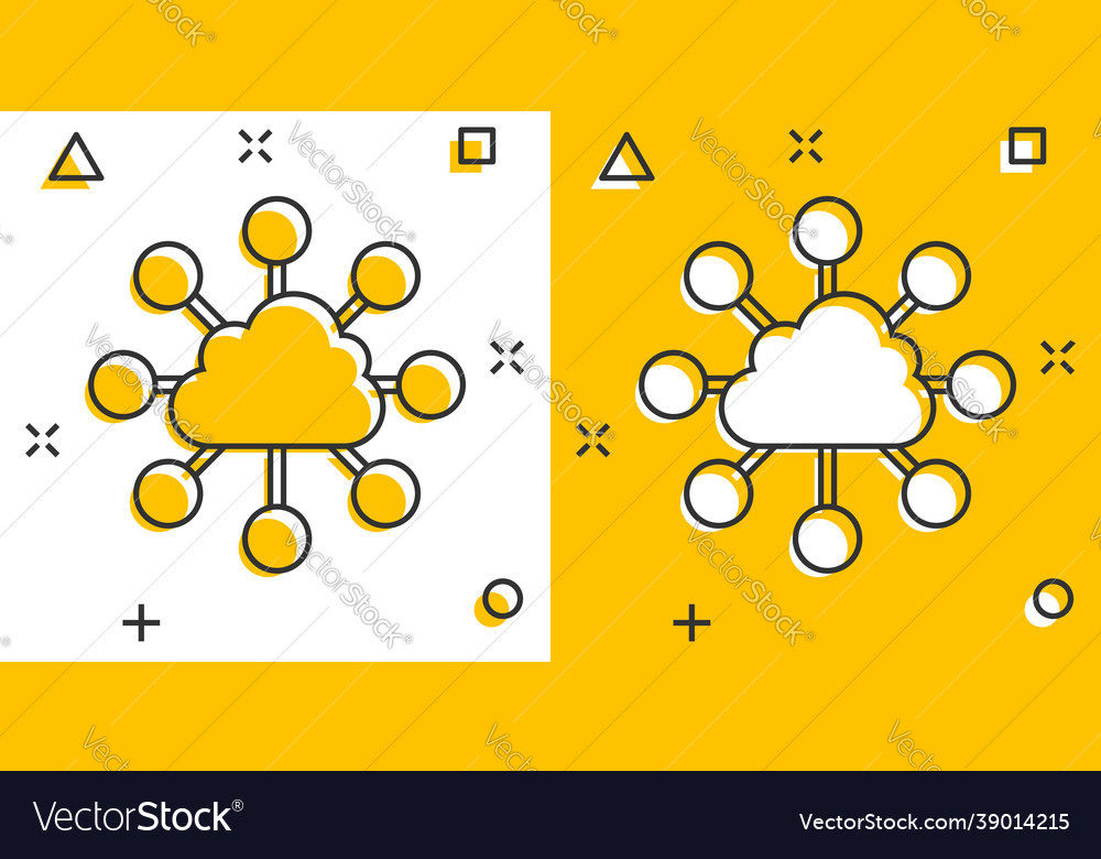 Cartoon cloud computing technology icon in comic Vector Image