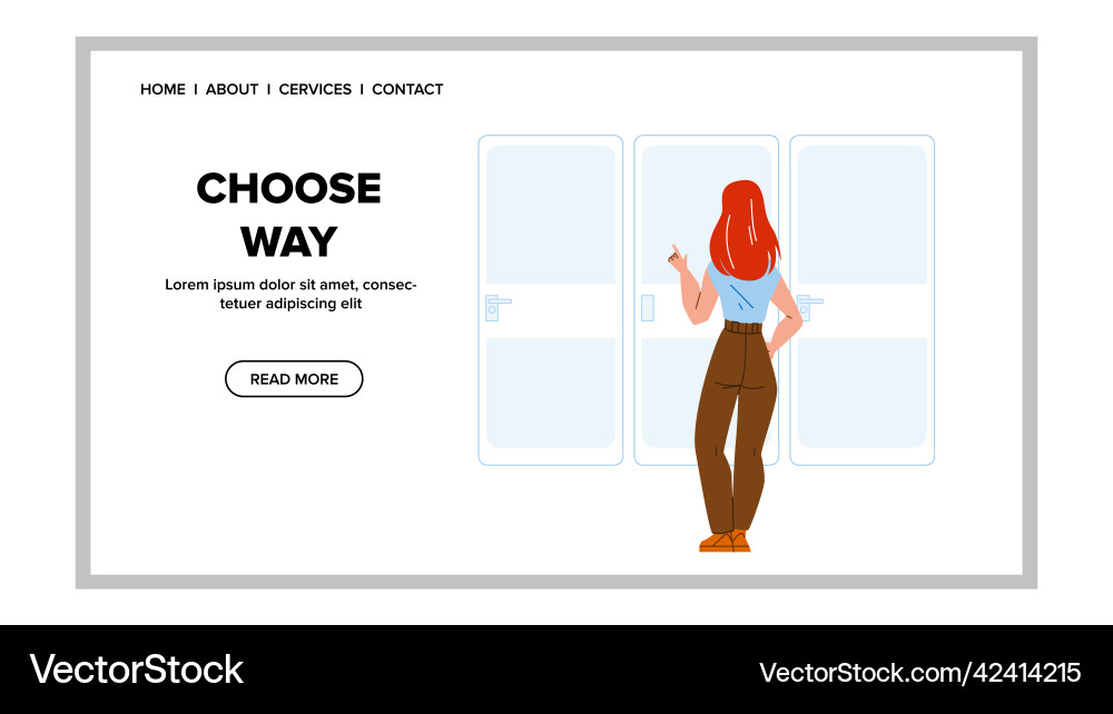 Choose way direction young woman thinker Vector Image