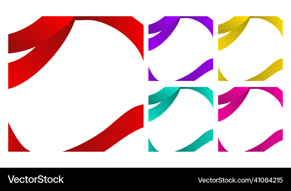 Colorful ribbon gradient template banner set red Vector Image