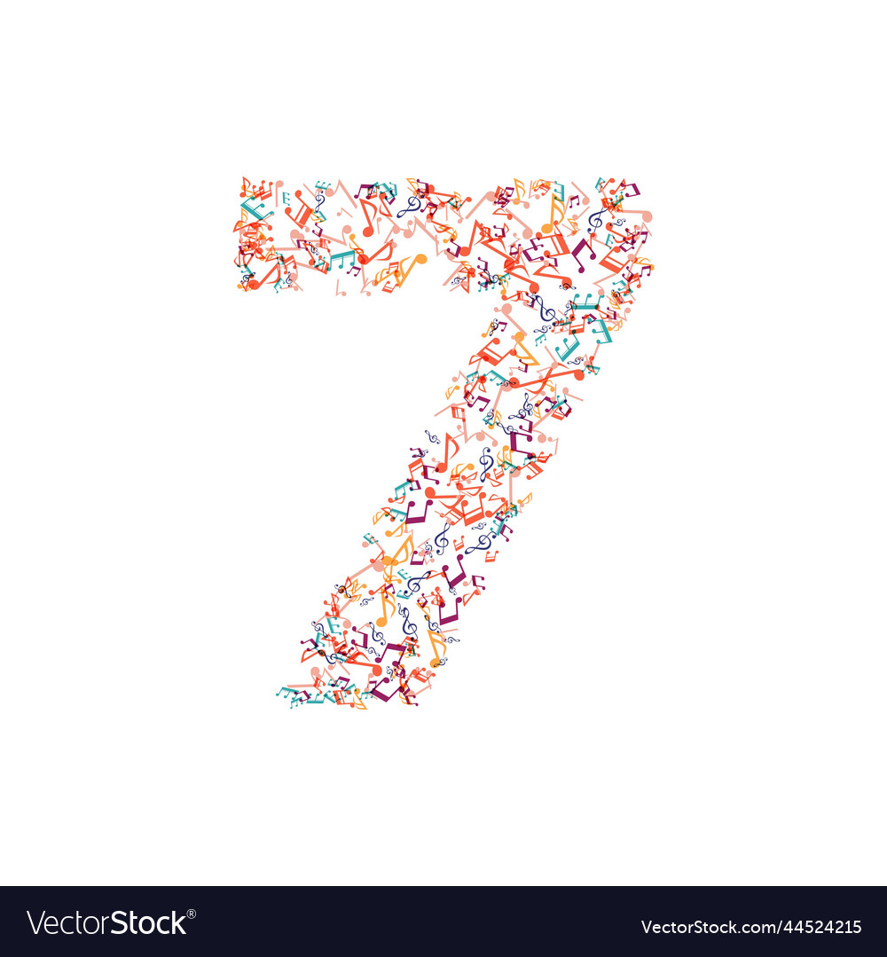 Decorative music note number 7 Royalty Free Vector Image
