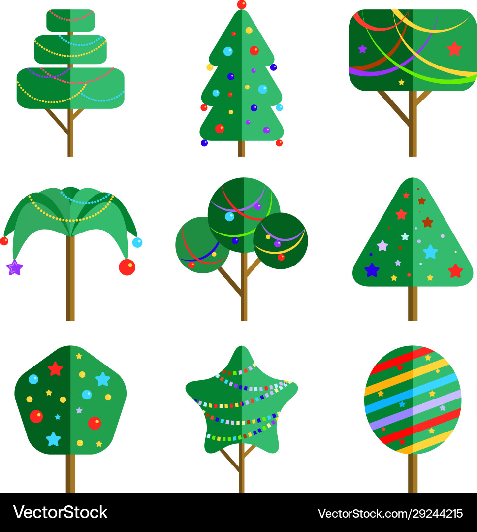 Exotic tropical christmas tree collection isolated