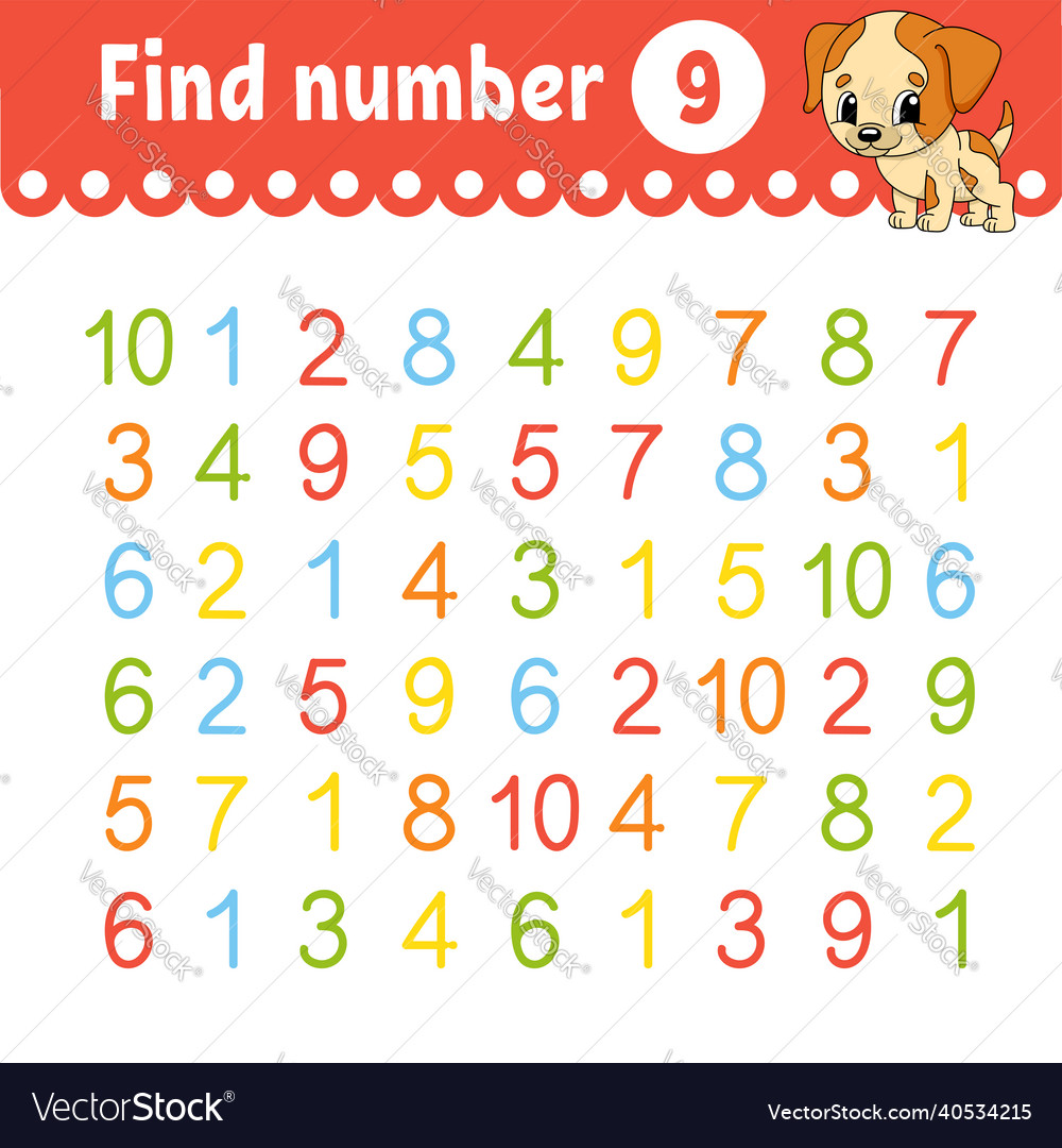 Find number education developing worksheet Vector Image