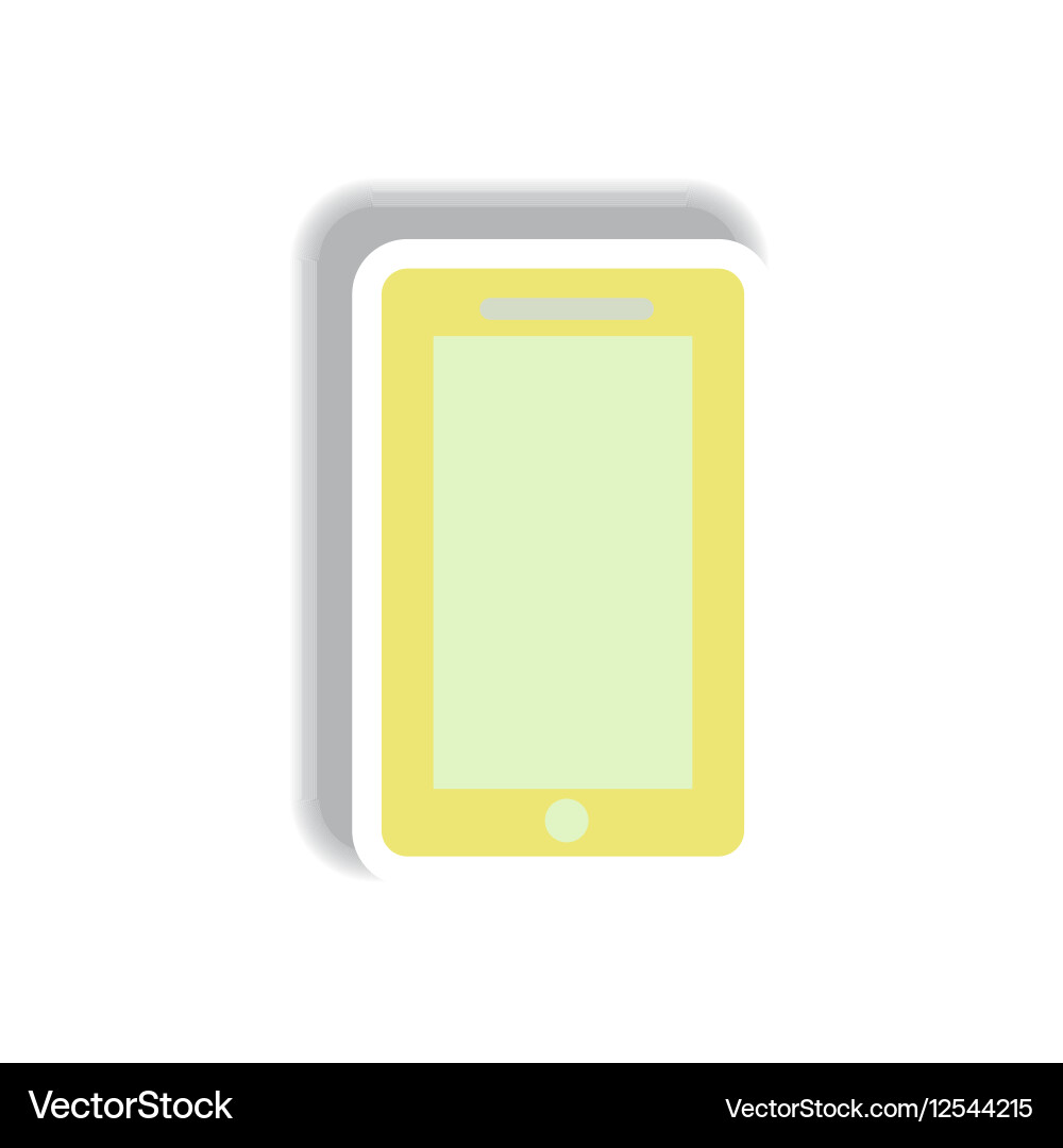 In paper sticker style phone Royalty Free Vector Image