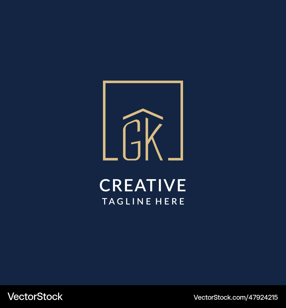 Initial gk square lines logo modern and luxury Vector Image