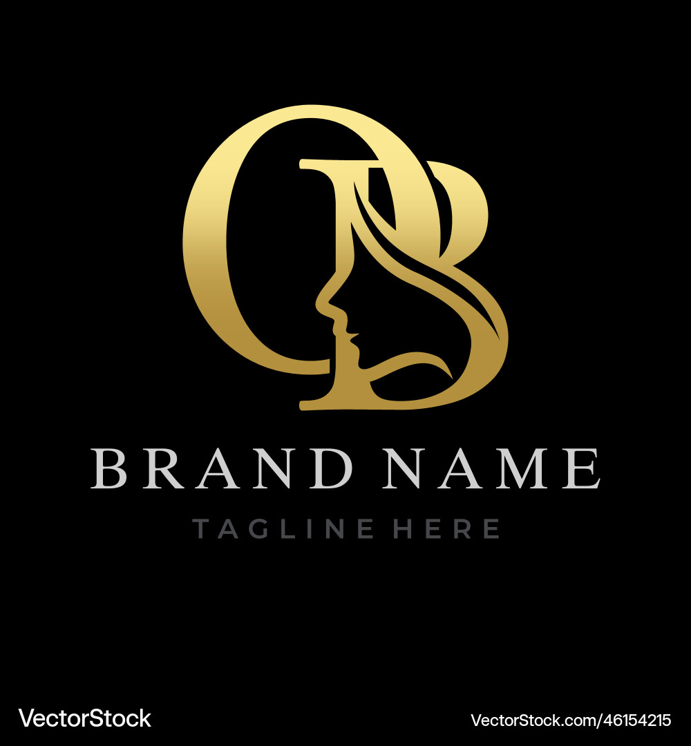 Letter ob beauty face initial logo design Vector Image