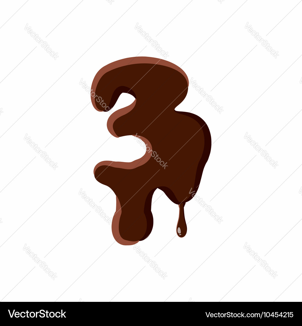 Number 3 from latin alphabet made chocolate Vector Image