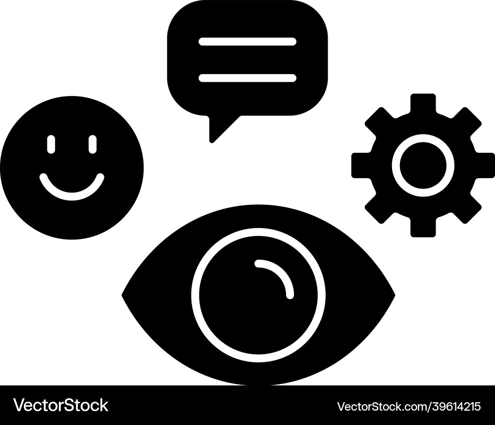 Observation skills black glyph icon Royalty Free Vector