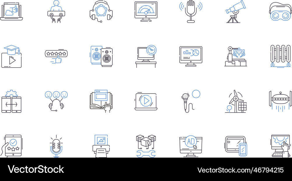 Secured information line icons collection Vector Image