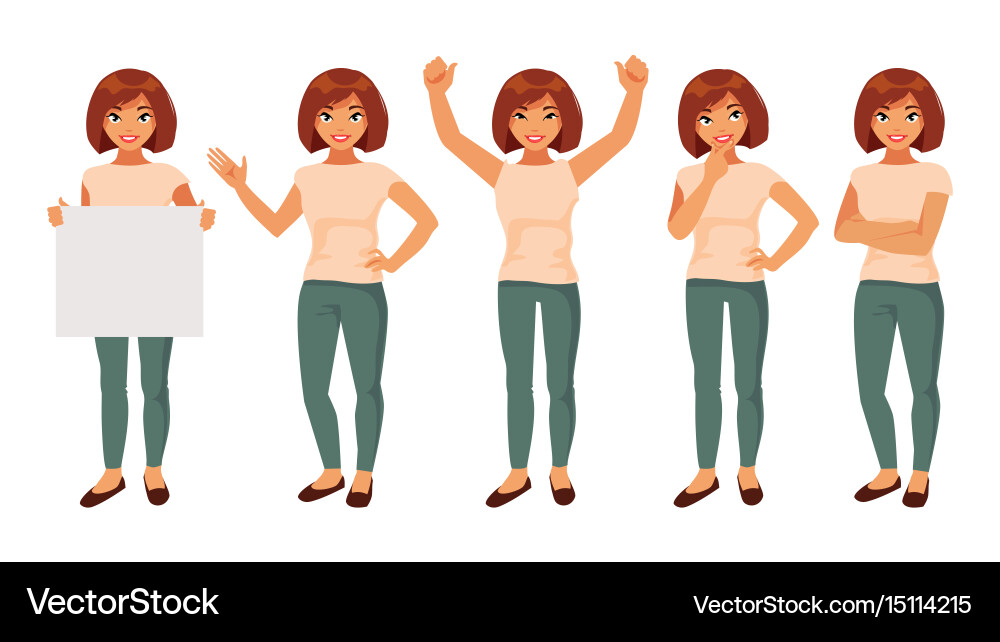 Set girls in different poses Royalty Free Vector Image