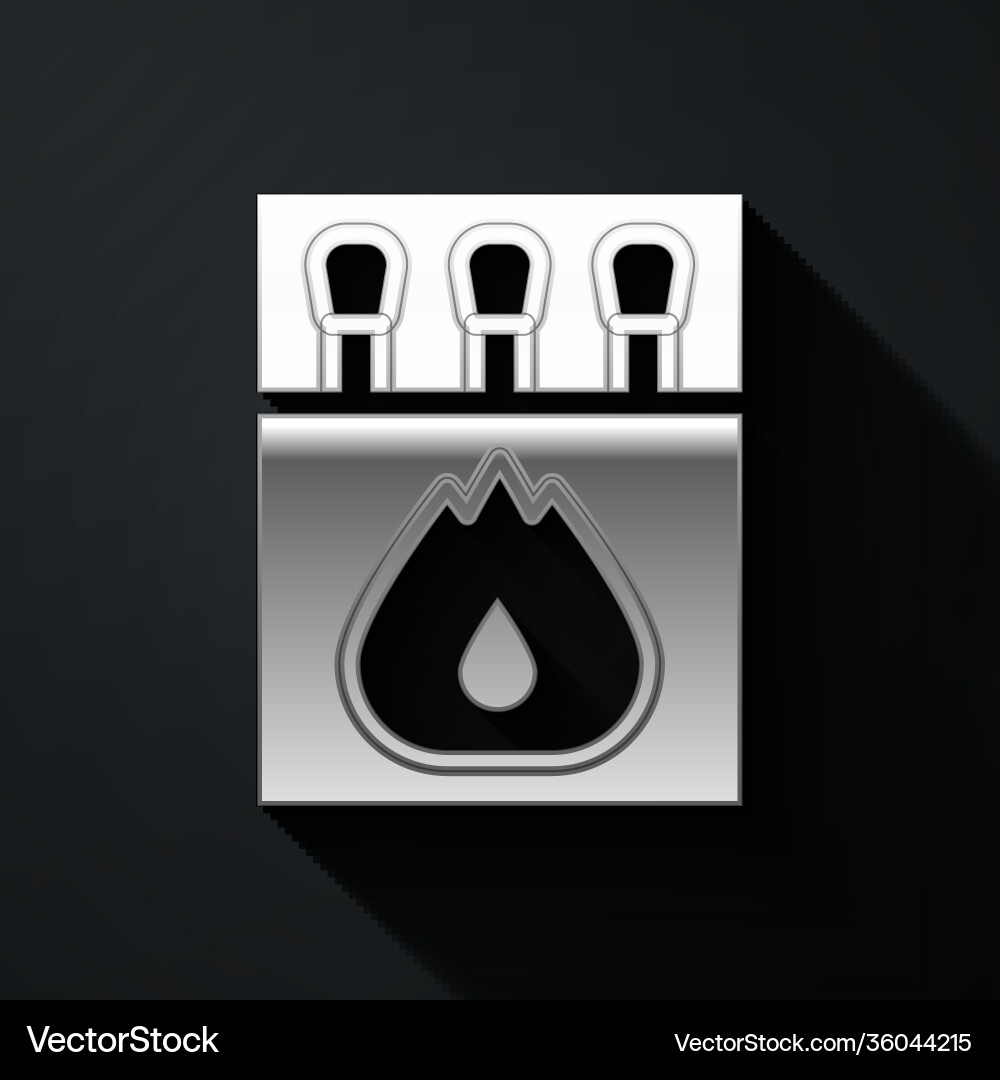Silver open matchbox and matches icon isolated Vector Image
