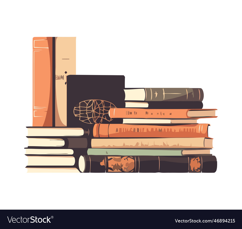 Stacks of literature on books library Royalty Free Vector