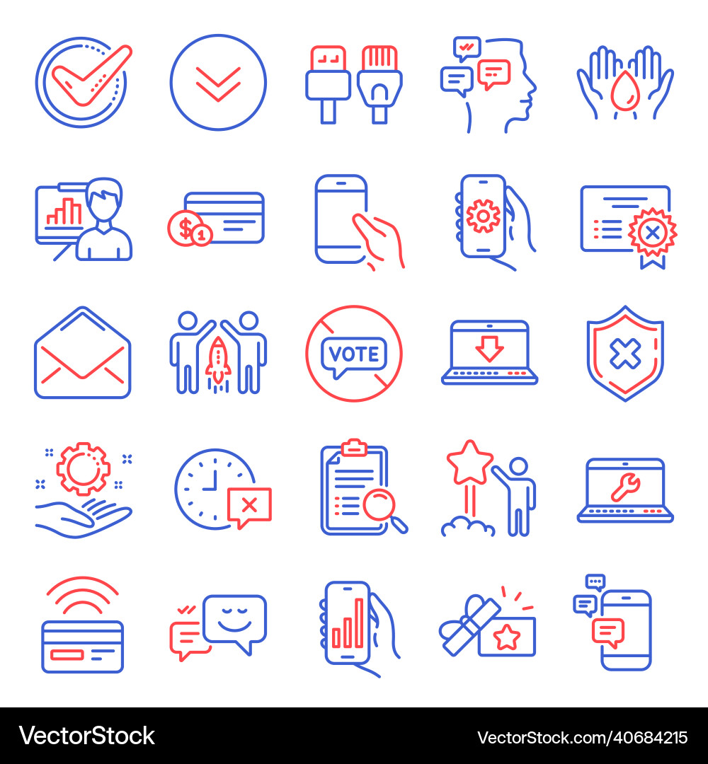 Technology icons set included icon as loyalty Vector Image