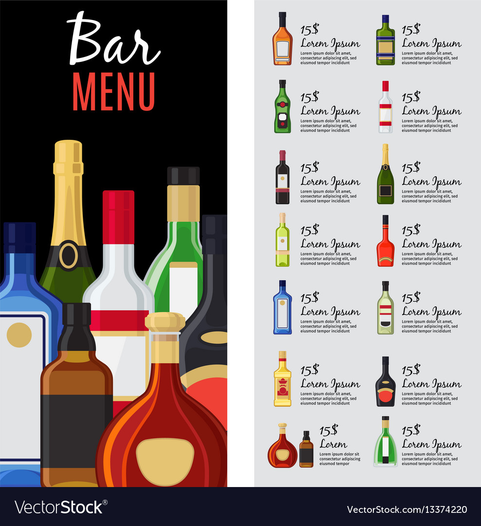 Alcohol Drinks Menu Template Royalty Free Vector Image