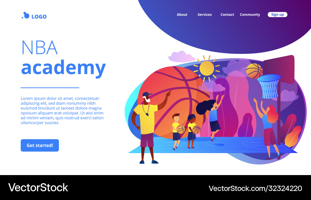 Basketball camp concept landing page Royalty Free Vector