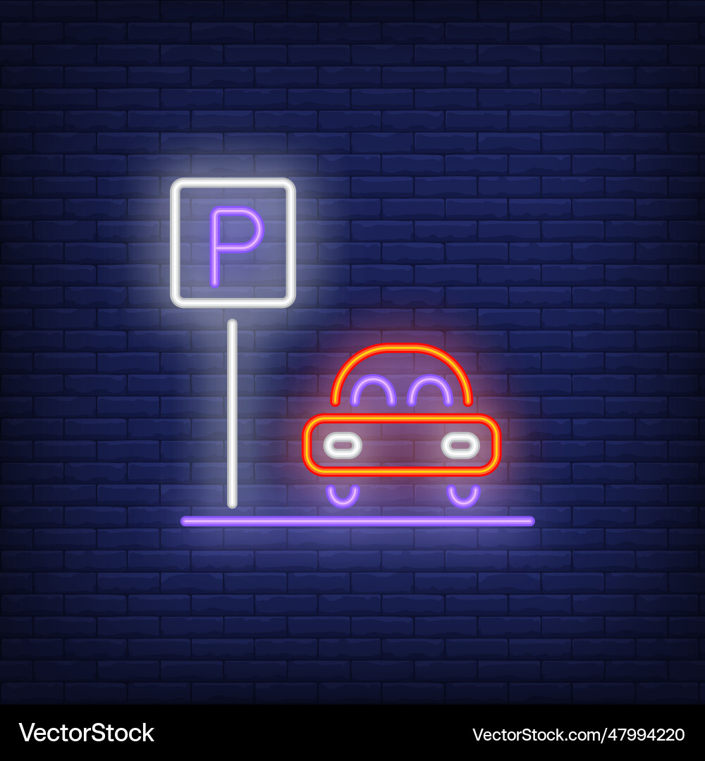 Car park neon sign Royalty Free Vector Image - VectorStock