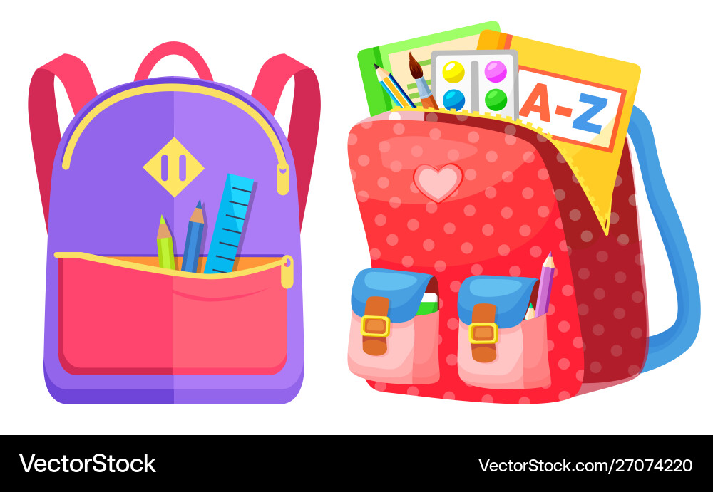 Colored school backpack back to school Royalty Free Vector