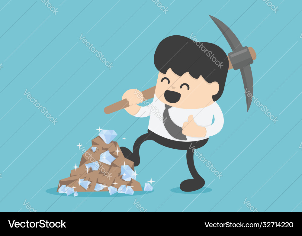 Concept a businessman digging meet diamonds Vector Image
