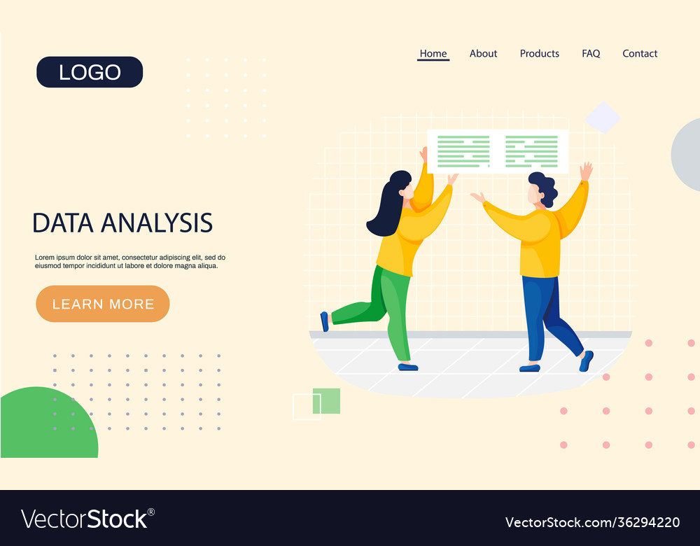 Data analysis landing page template with business Vector Image