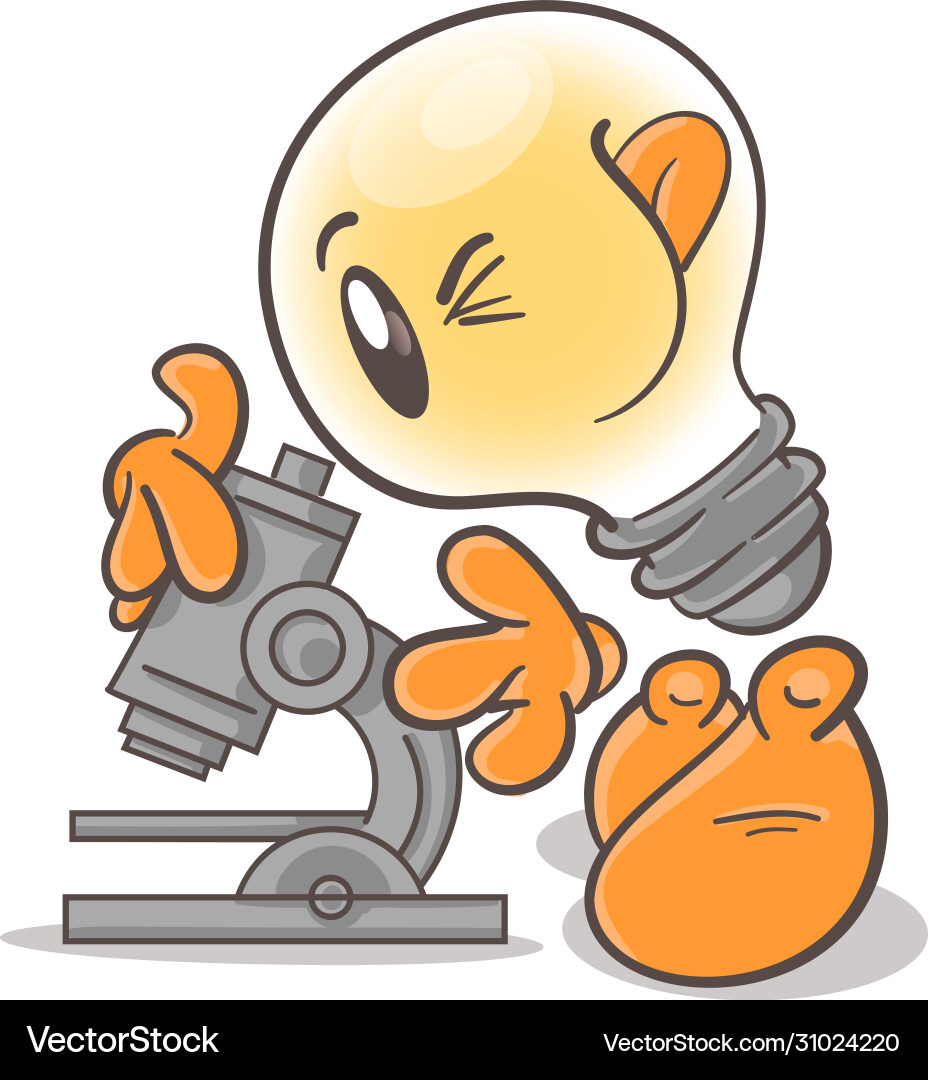 Emotional character cartoon lightbulb scientist Vector Image