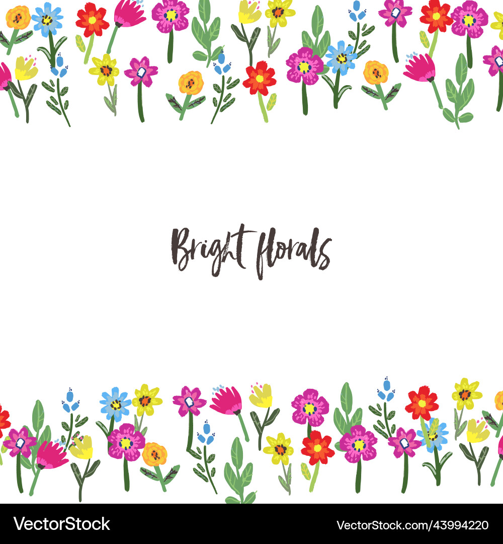Floral frame bright flowers arrange Royalty Free Vector