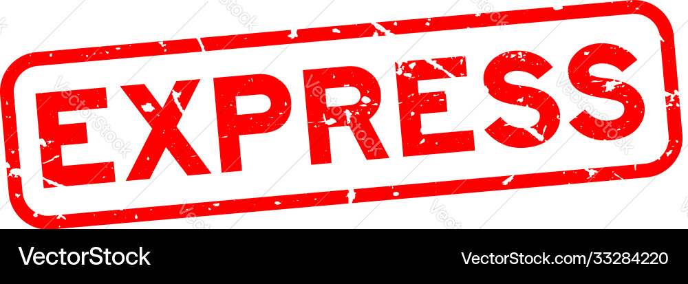 Grunge red express word square rubber seal stamp Vector Image