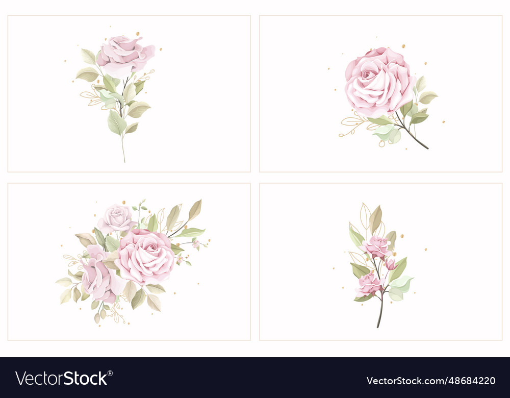 Hand drawn pink roses bouquets Royalty Free Vector Image