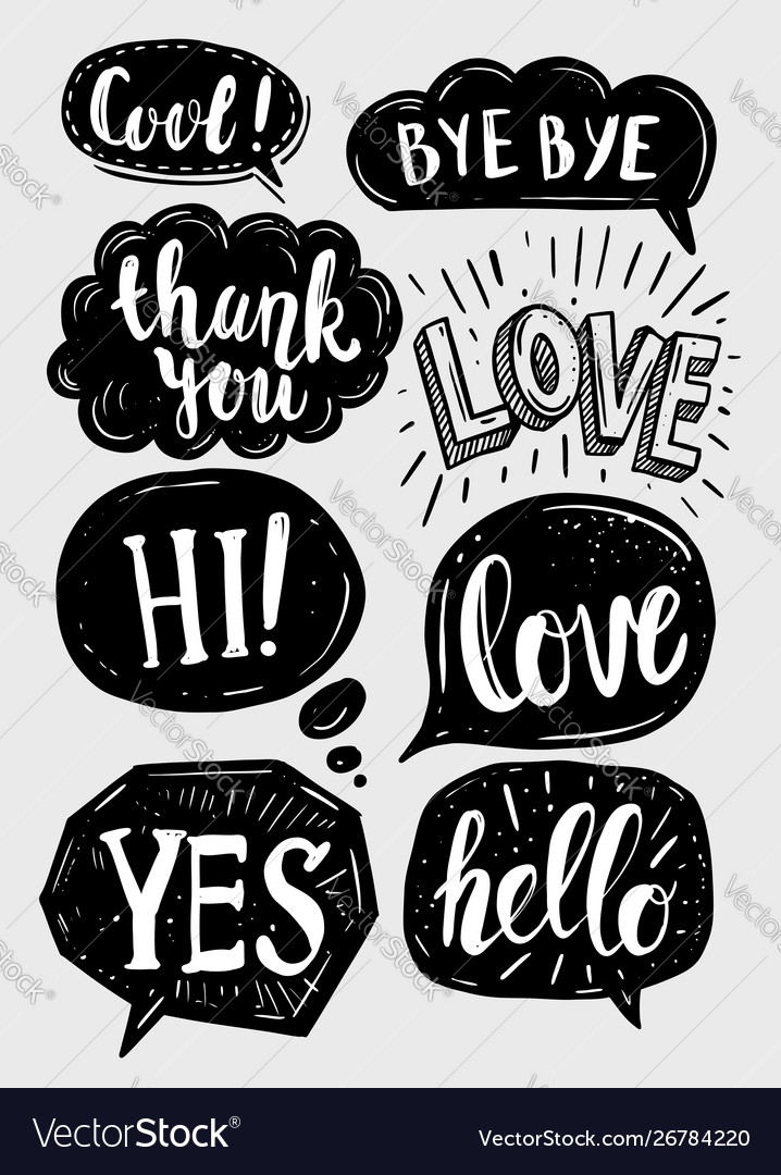 Hand Drawn Set Speech Bubbles Royalty Free Vector Image 