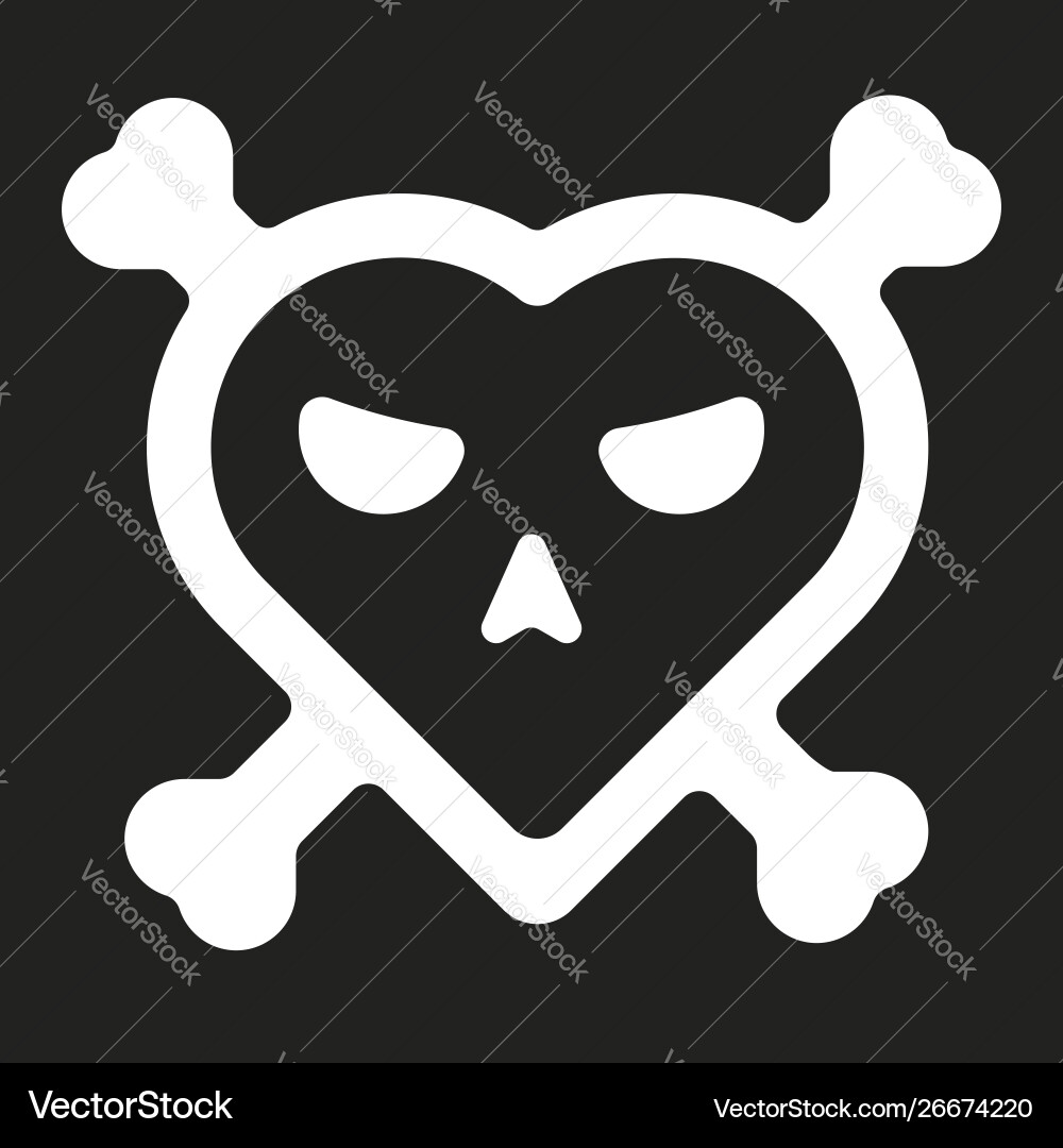 Love kills simple pirate icon with heart shape Vector Image