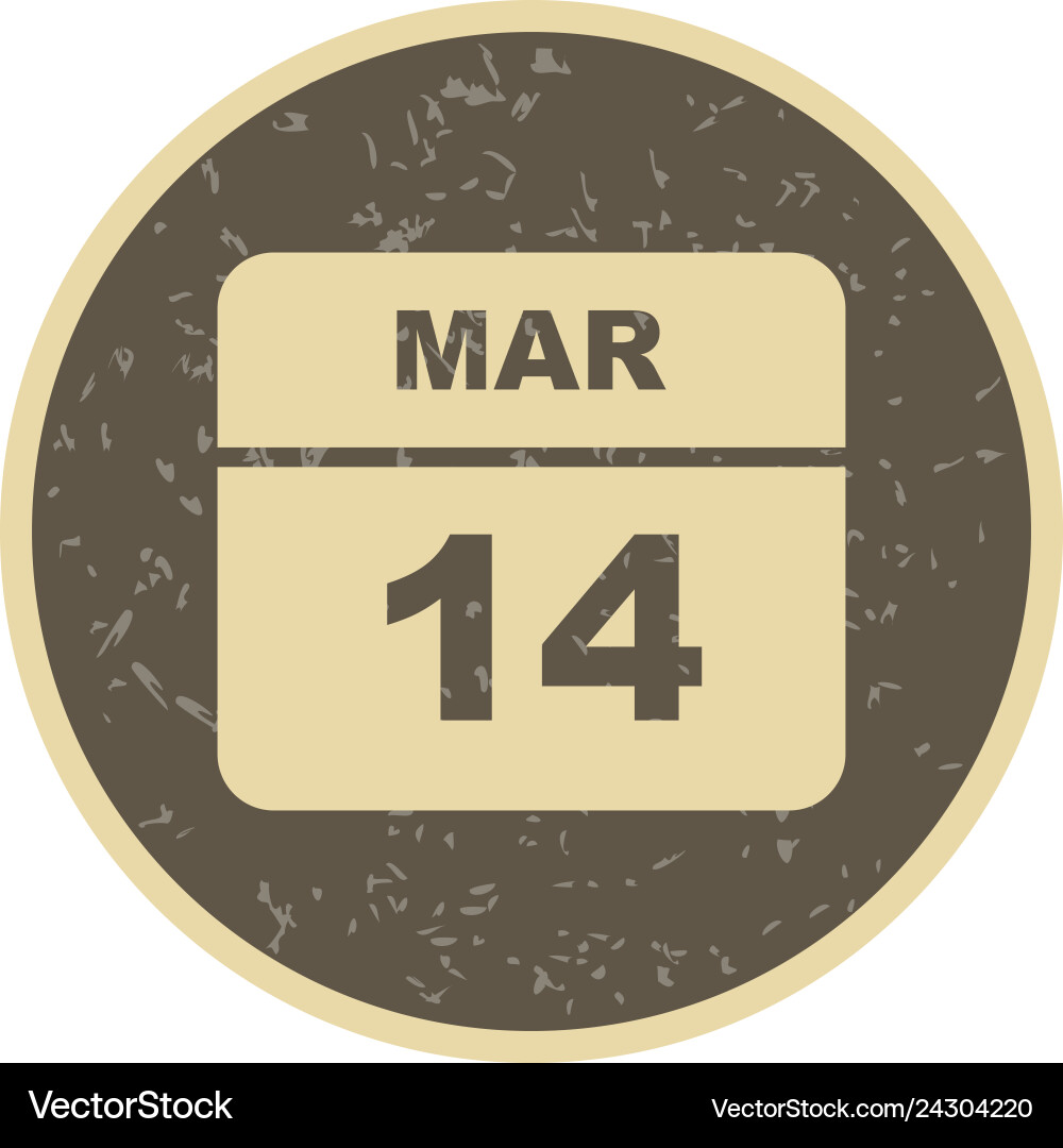 March 14th date on a single day calendar Vector Image
