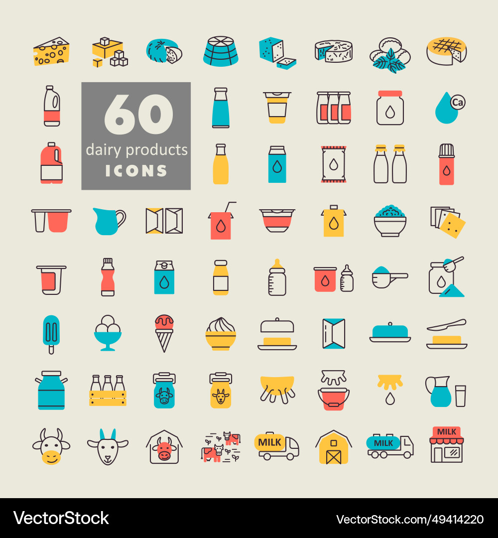 Milk dairy products icon set graph symbol Vector Image
