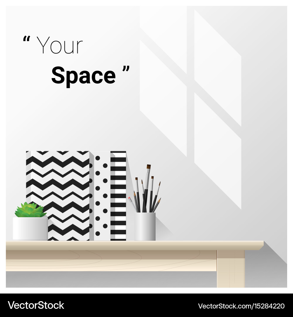 Mock up wall scene with school supplies Royalty Free Vector