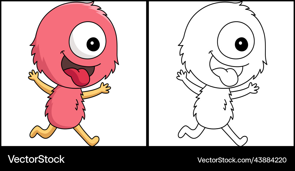 One eyed monster coloring page Royalty Free Vector Image
