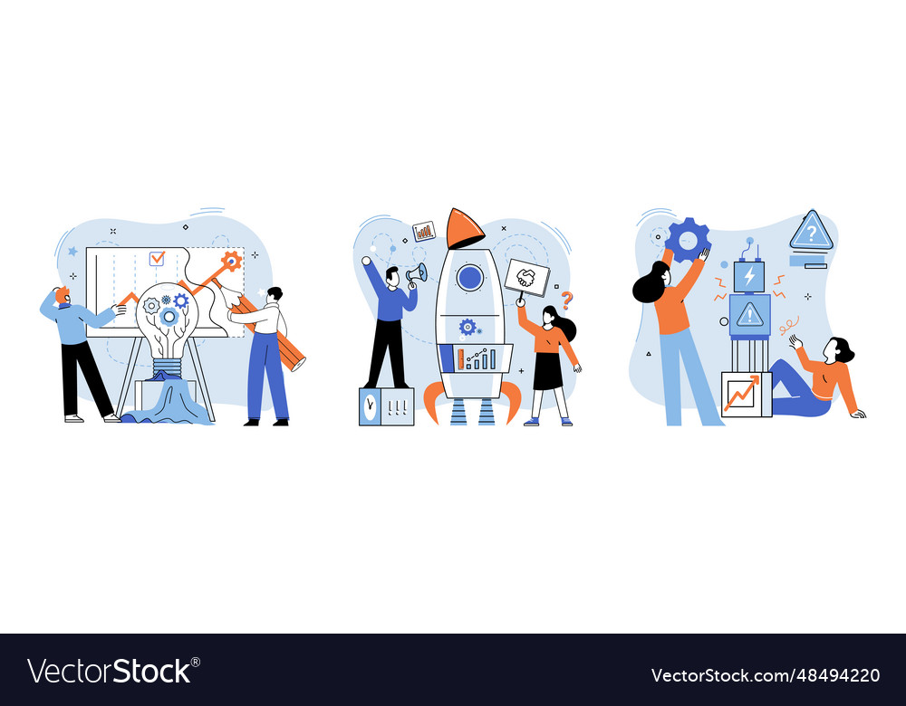 Team solving complex problems teamwork Royalty Free Vector