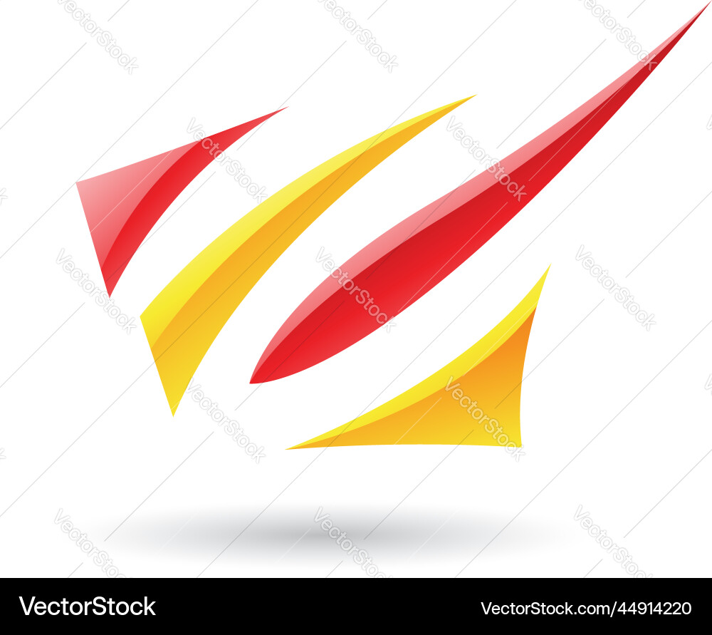 Yellow and red abstract pointed flying icon Vector Image