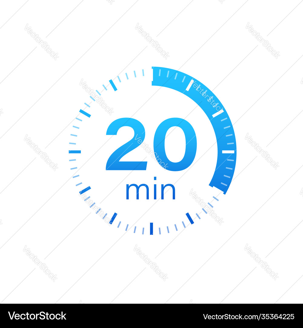 20 minutes stopwatch icon Royalty Free Vector Image